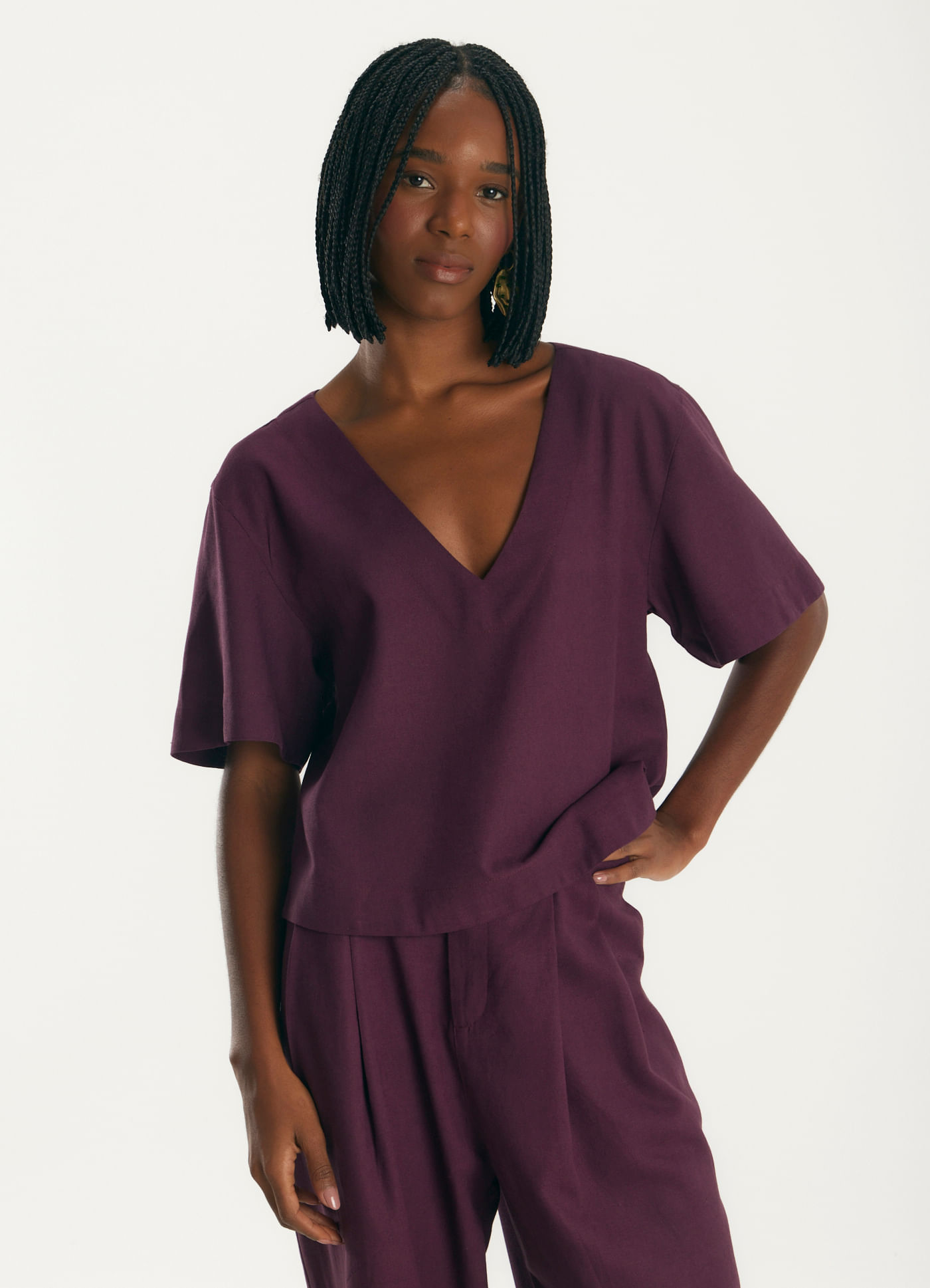 T-shirt linho leve roxo