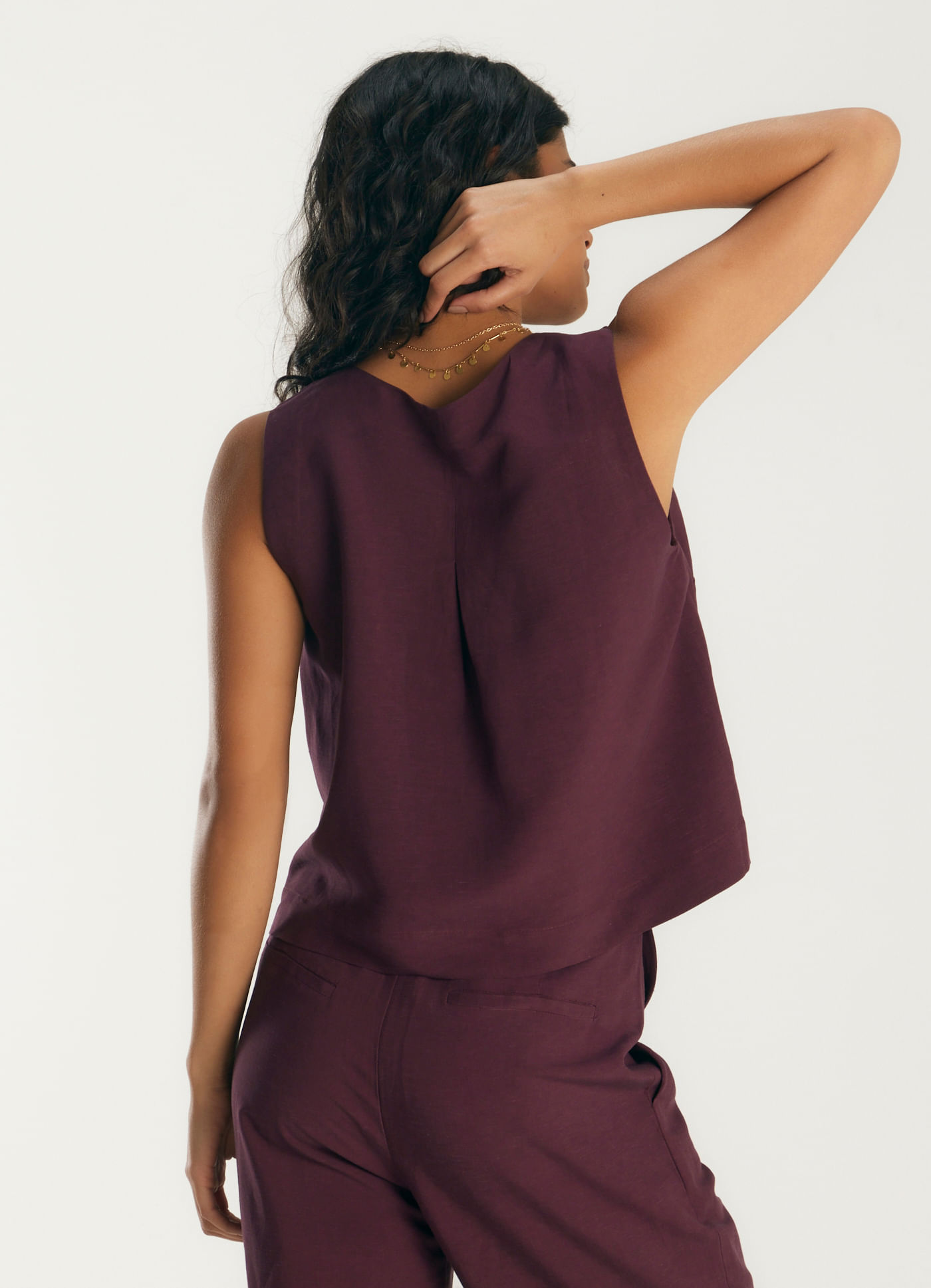 Regata shell linho valência roxo