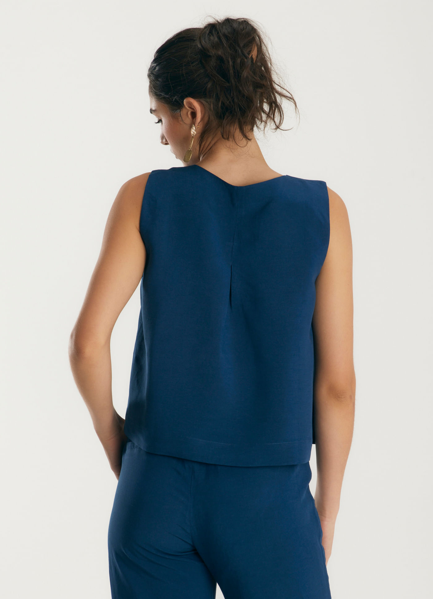 Regata shell linho valência azul marinho