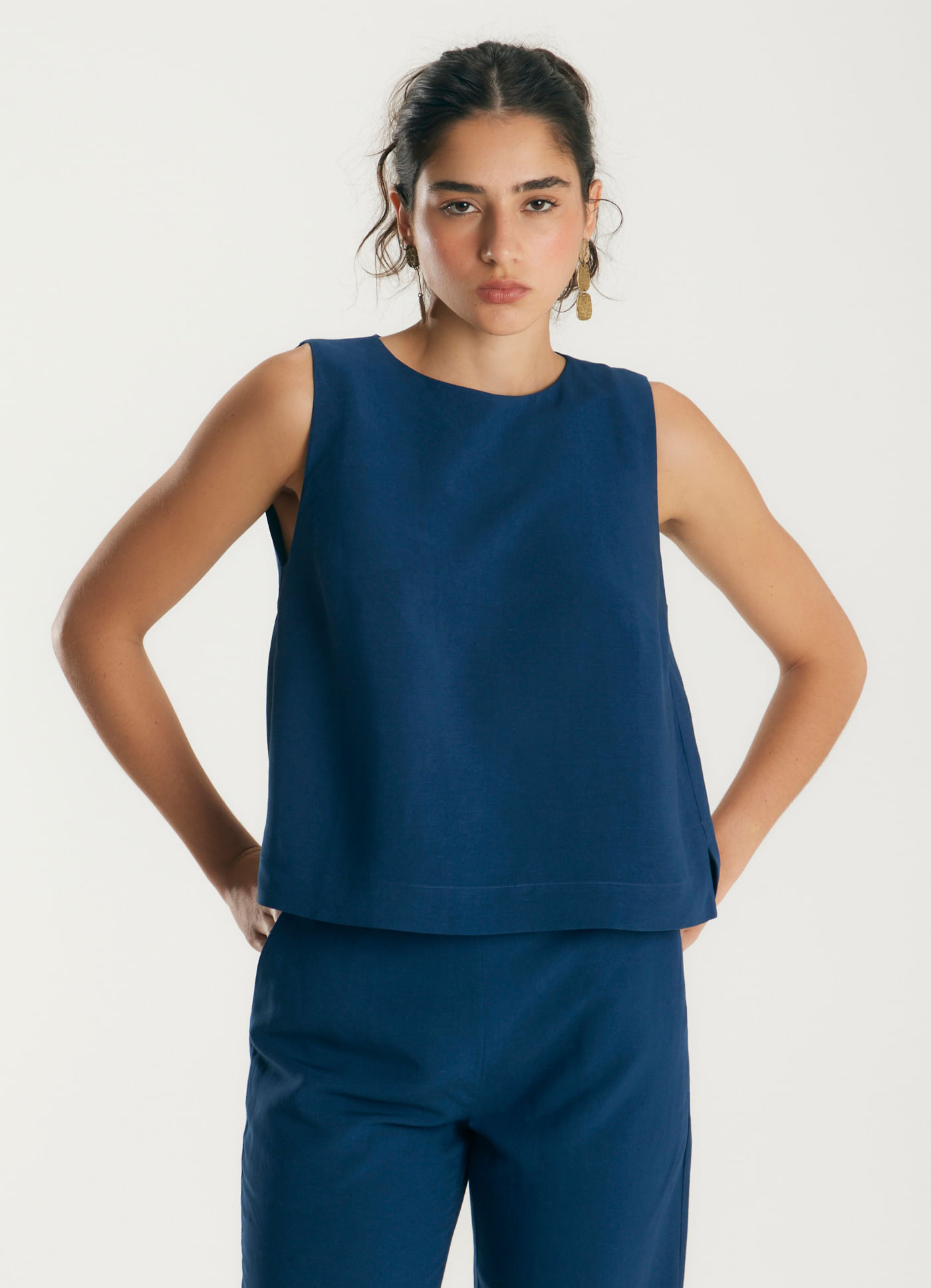 Regata shell linho valência azul marinho