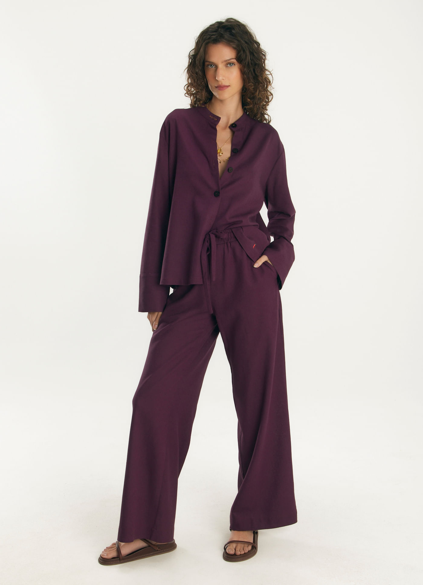 Camisa linho leve roxo