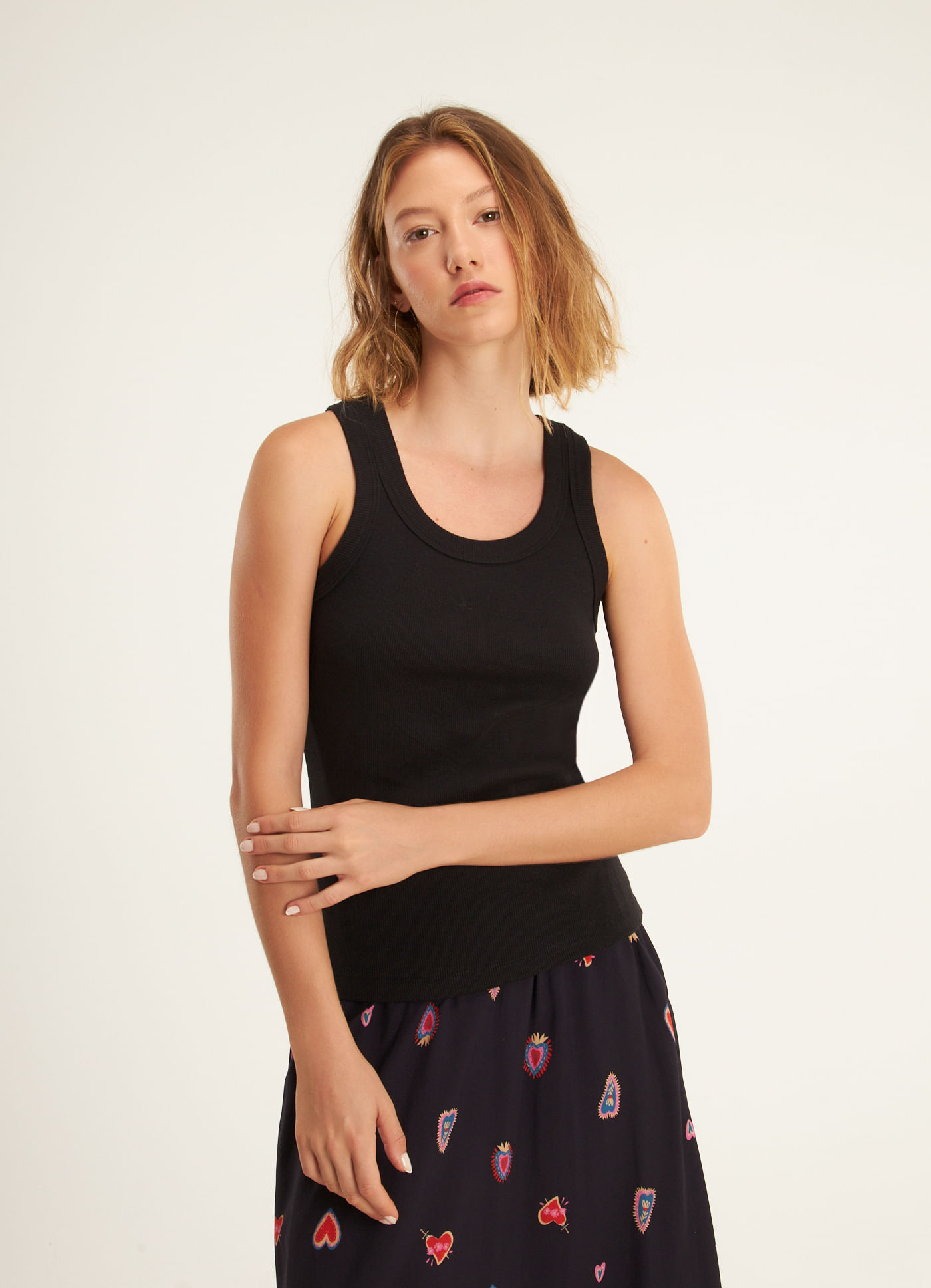 Regata básica ribana com elastano preto